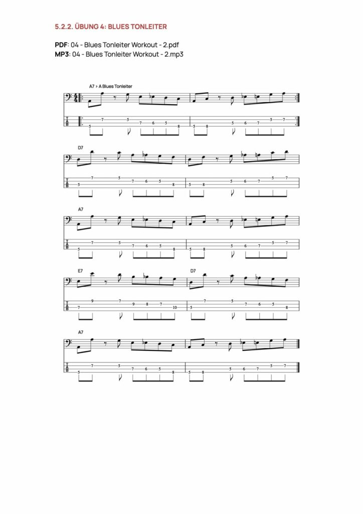 E-Bass Noten und Übungen für Einsteiger & Fortgeschrittene